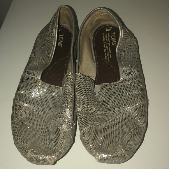 Toms | Shoes | Silver Glitter Toms | Poshmark